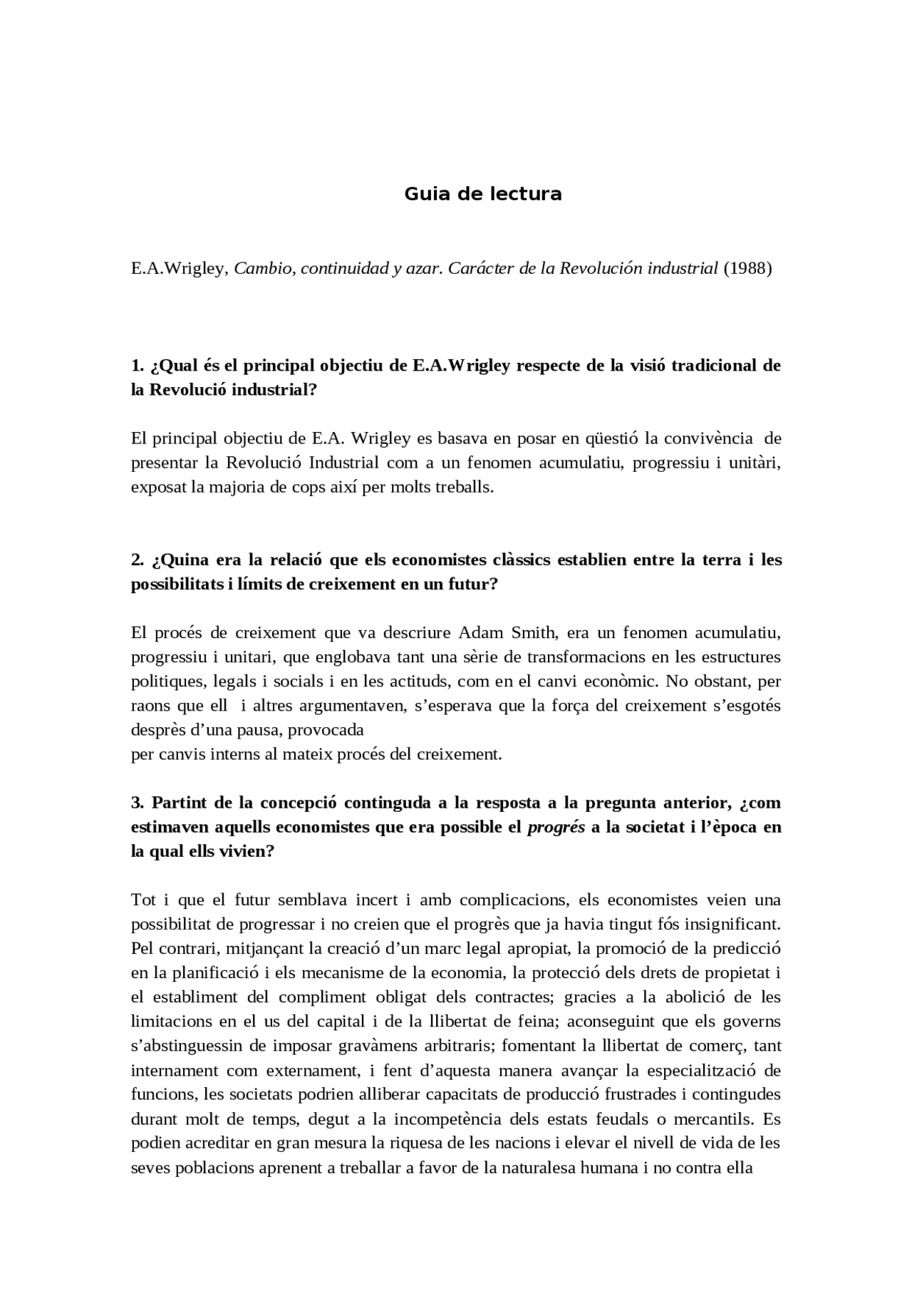 EvoluciÓ De Les Societats Humanes Guia De Lectura Docsity