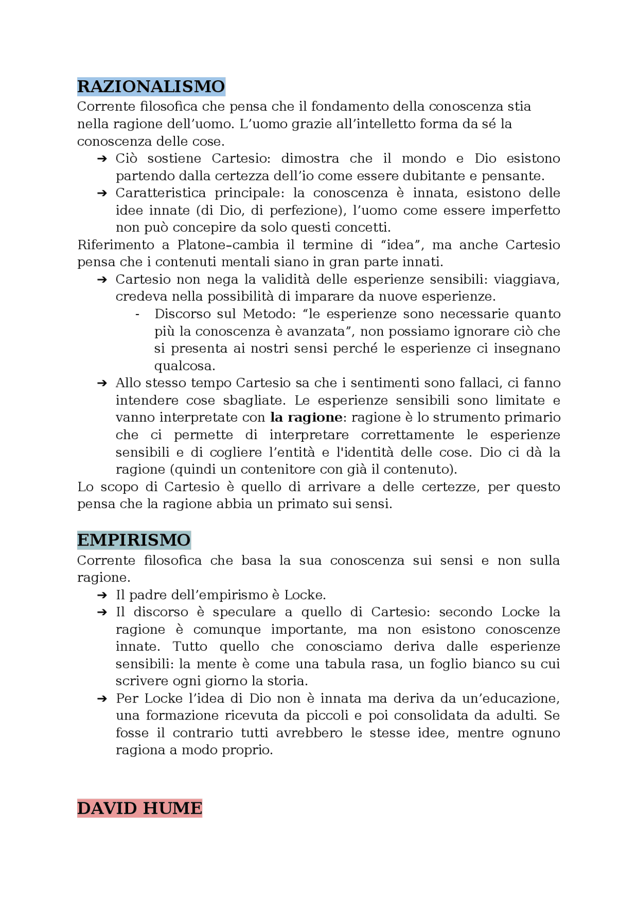 Hume E Kant A Confronto Docsity