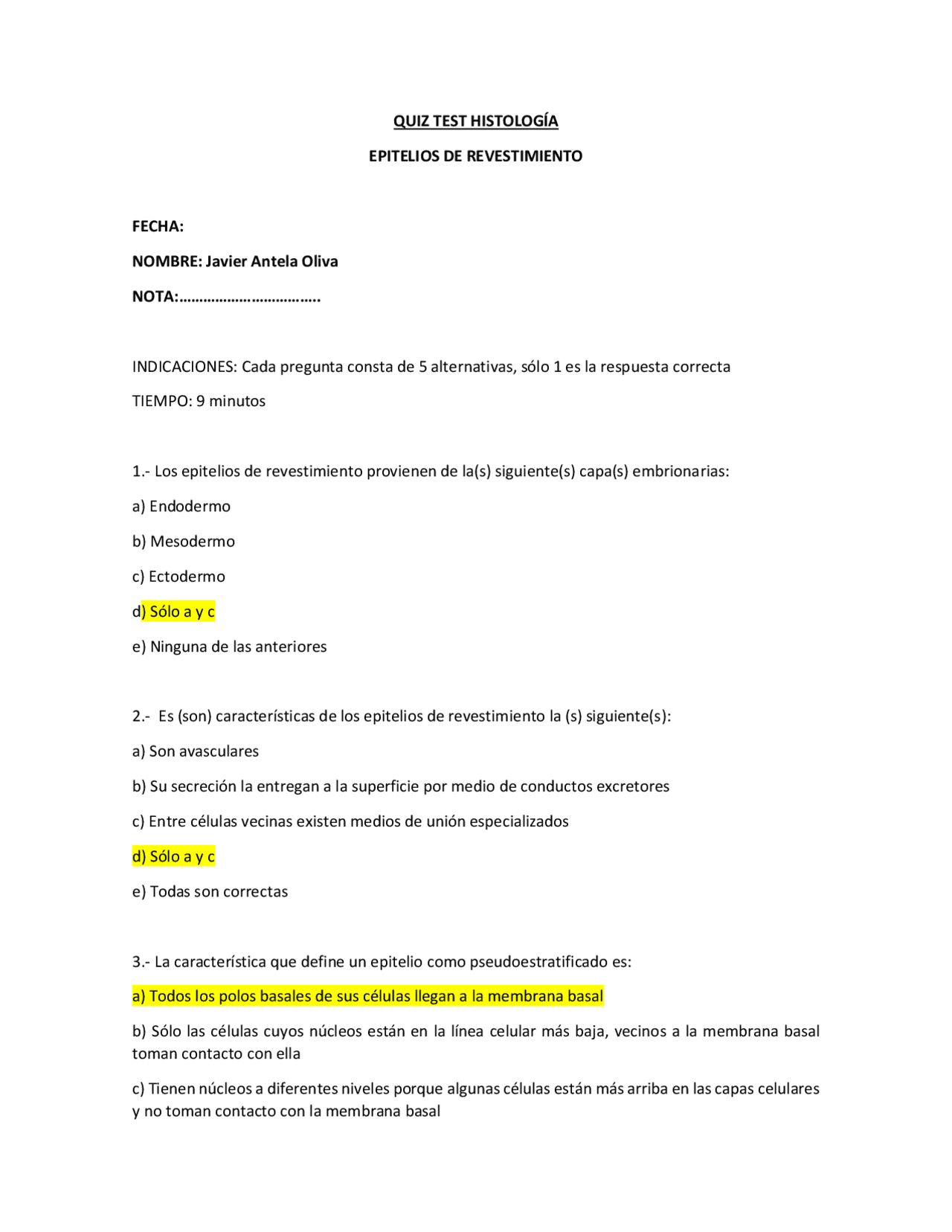 Epitelios De Revestimiento Docsity