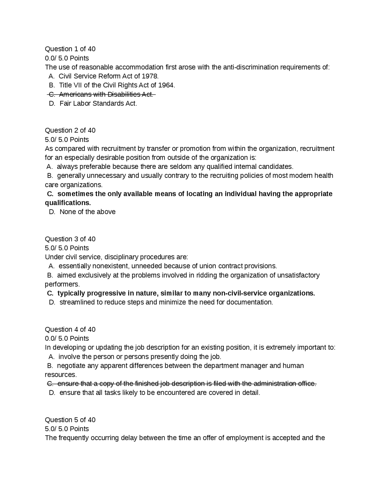 Healthcare Human Resources HE350 Exam 5 Complete With Answers. - Docsity