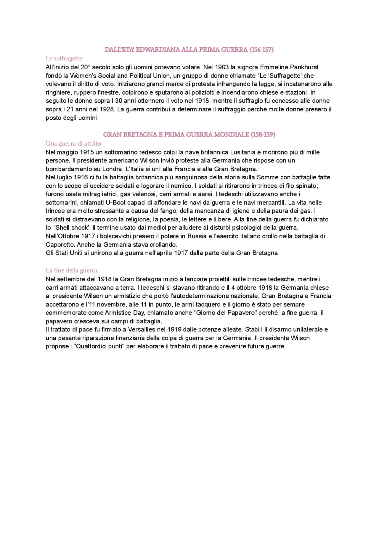 Inglese Riassunti Docsity