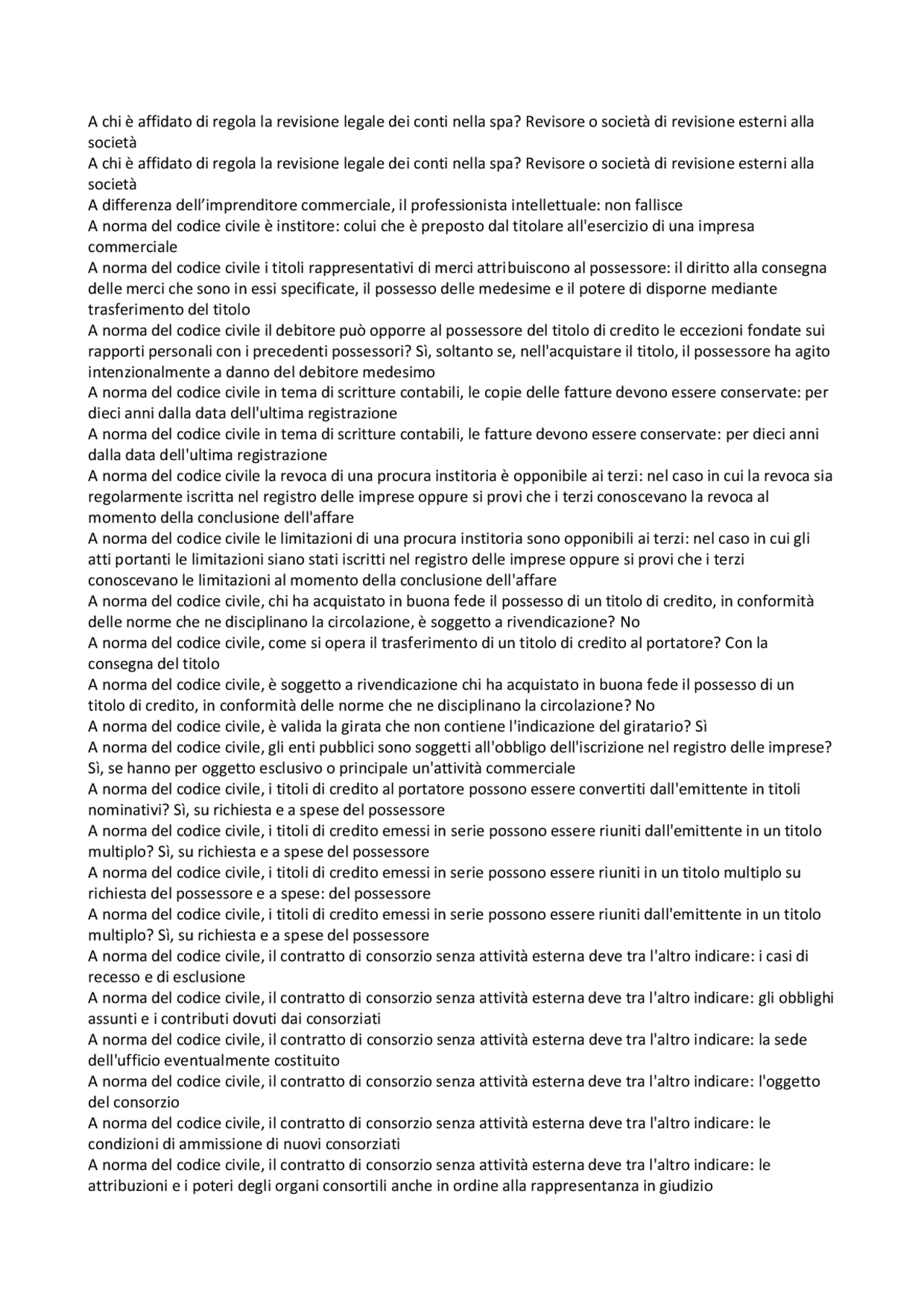 Diritto Commerciale Docente Carlo Alberto Giusti - Docsity