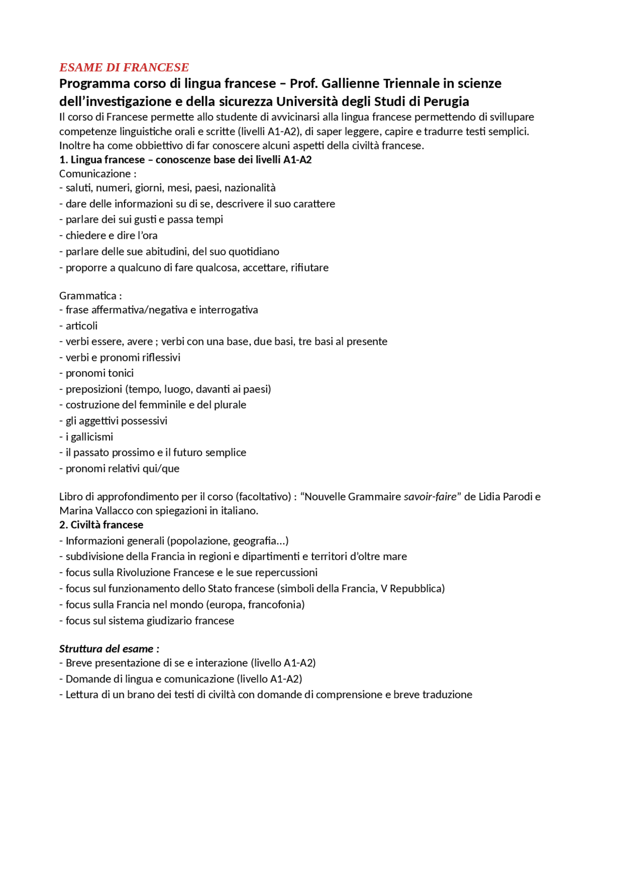 Appunti Integrati Con Le Slide Di Lingua Francese Docsity