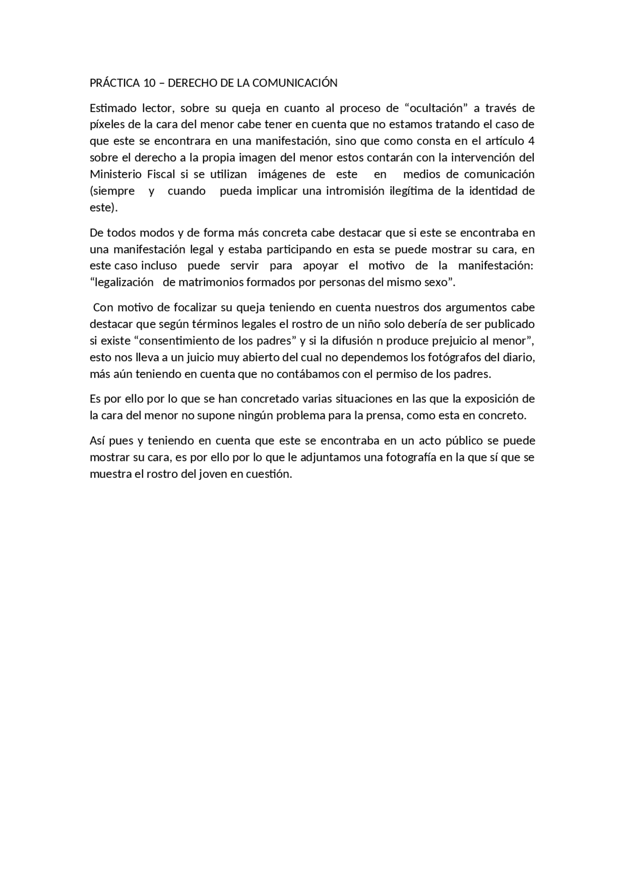 Práctica 9 Derecho De La Comunicacion Docsity
