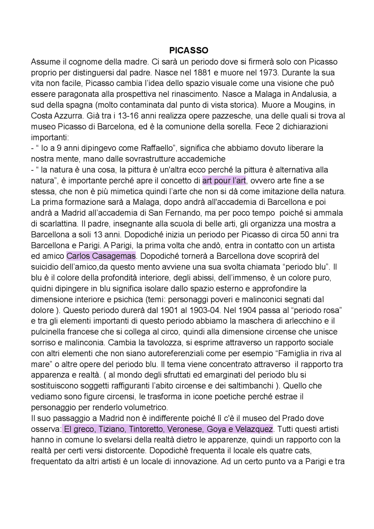 Cubismo E Picasso 2021 Docsity