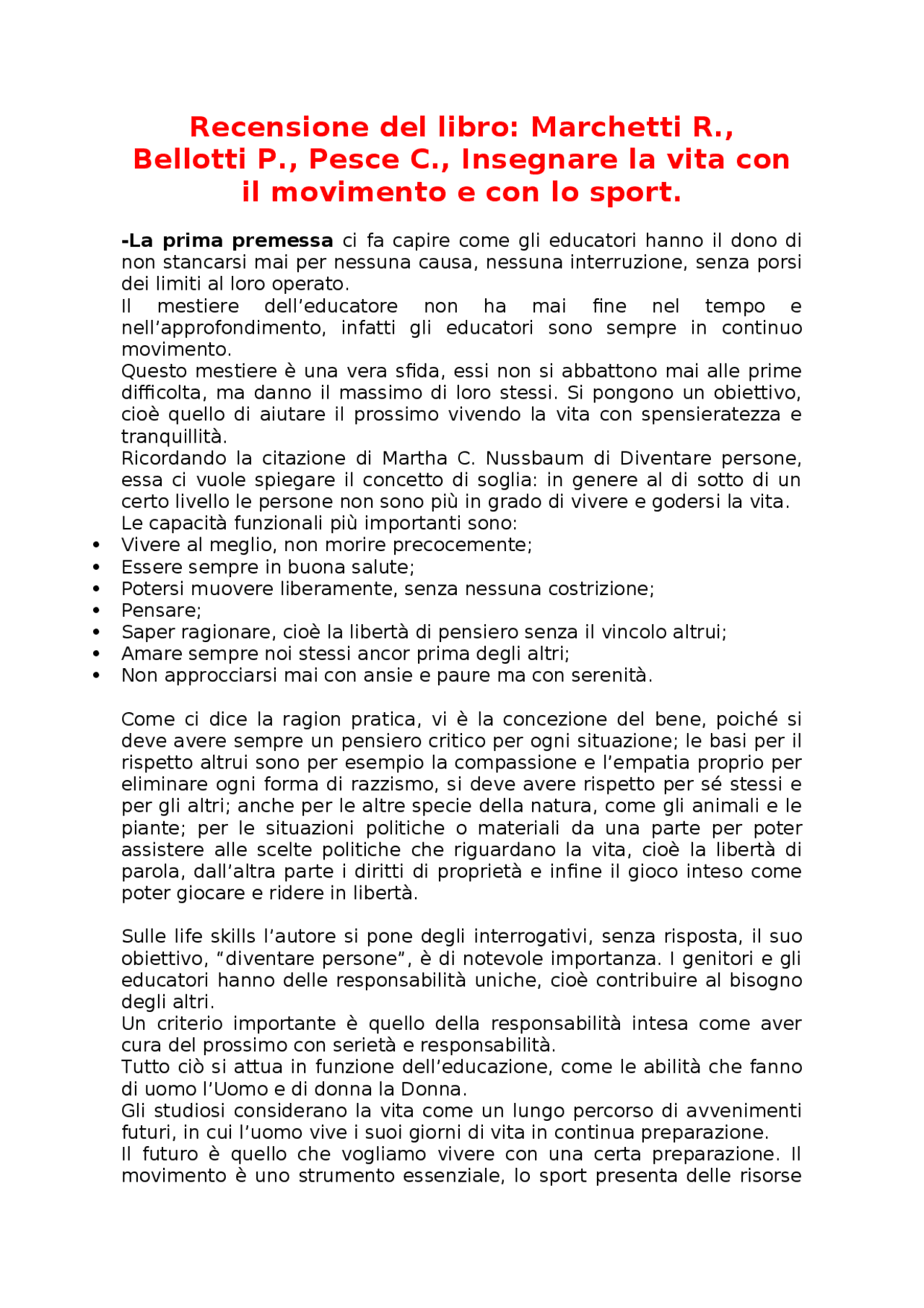 Sintesi E Recensione Del Libro Docsity