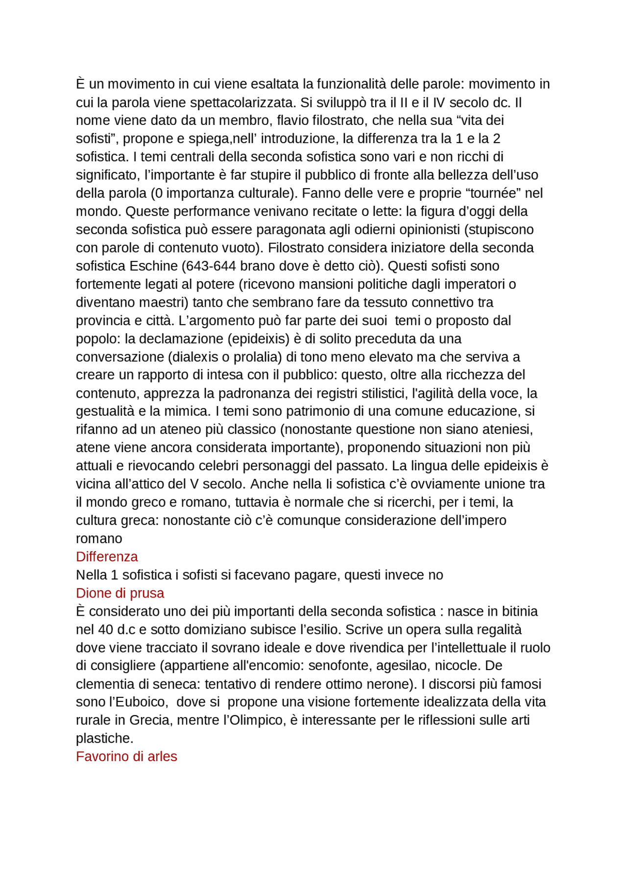 Movimento della seconda sofistica - Docsity