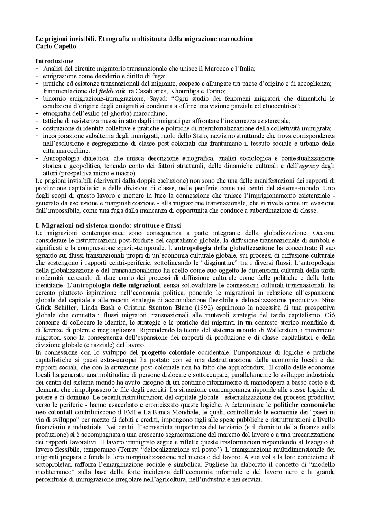 Riassunto Di Le Prigioni Invisibili C Capello Docsity