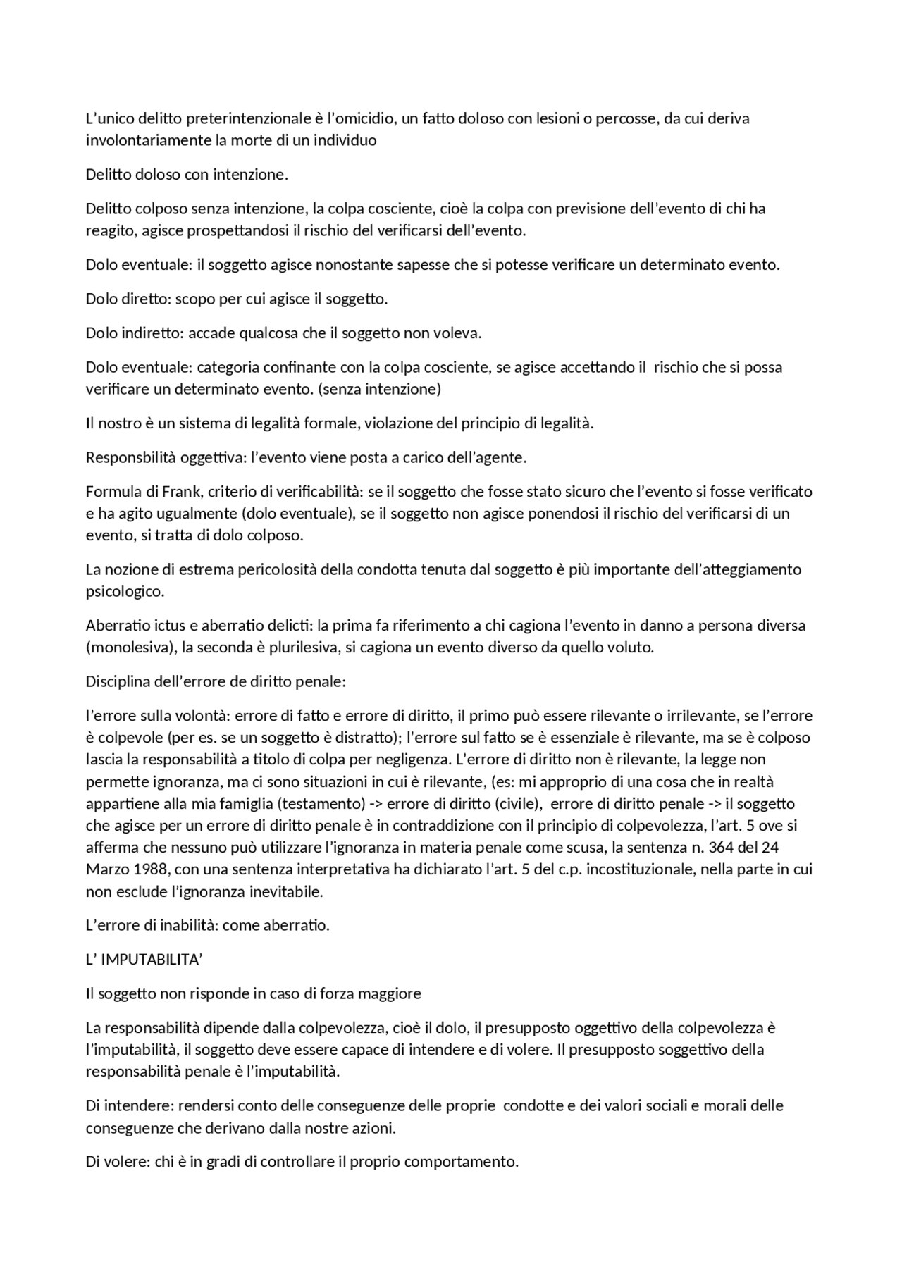 Imputabilità Dolo Errore Docsity