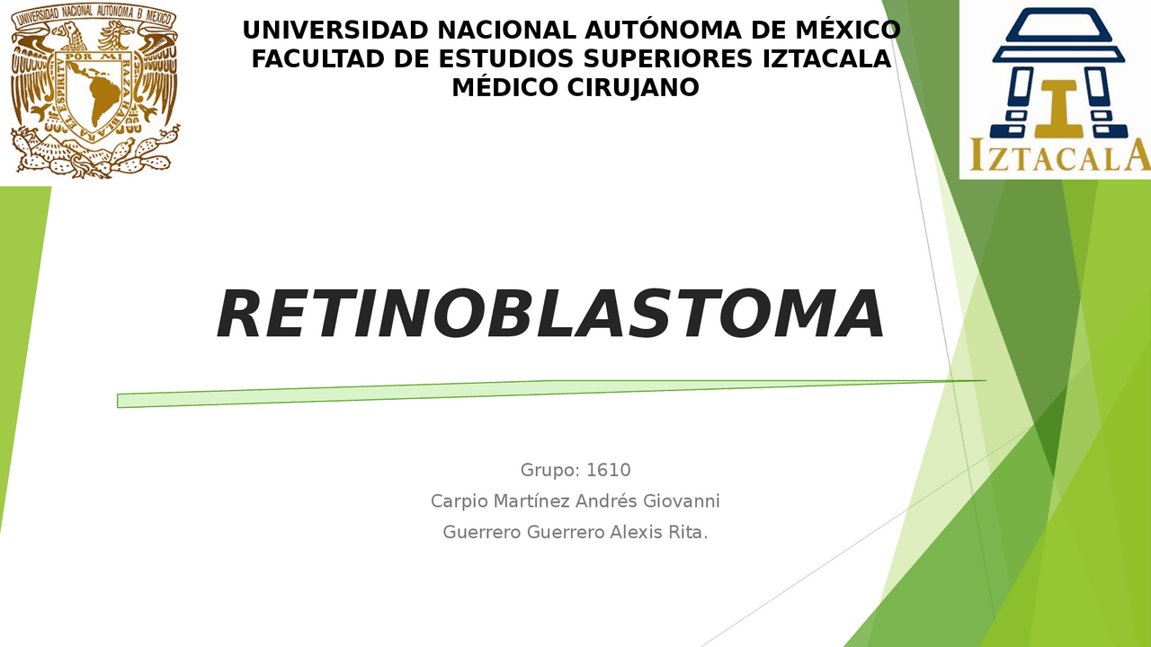 RETINOBLASTOMA PRESENTACION PPT - Docsity