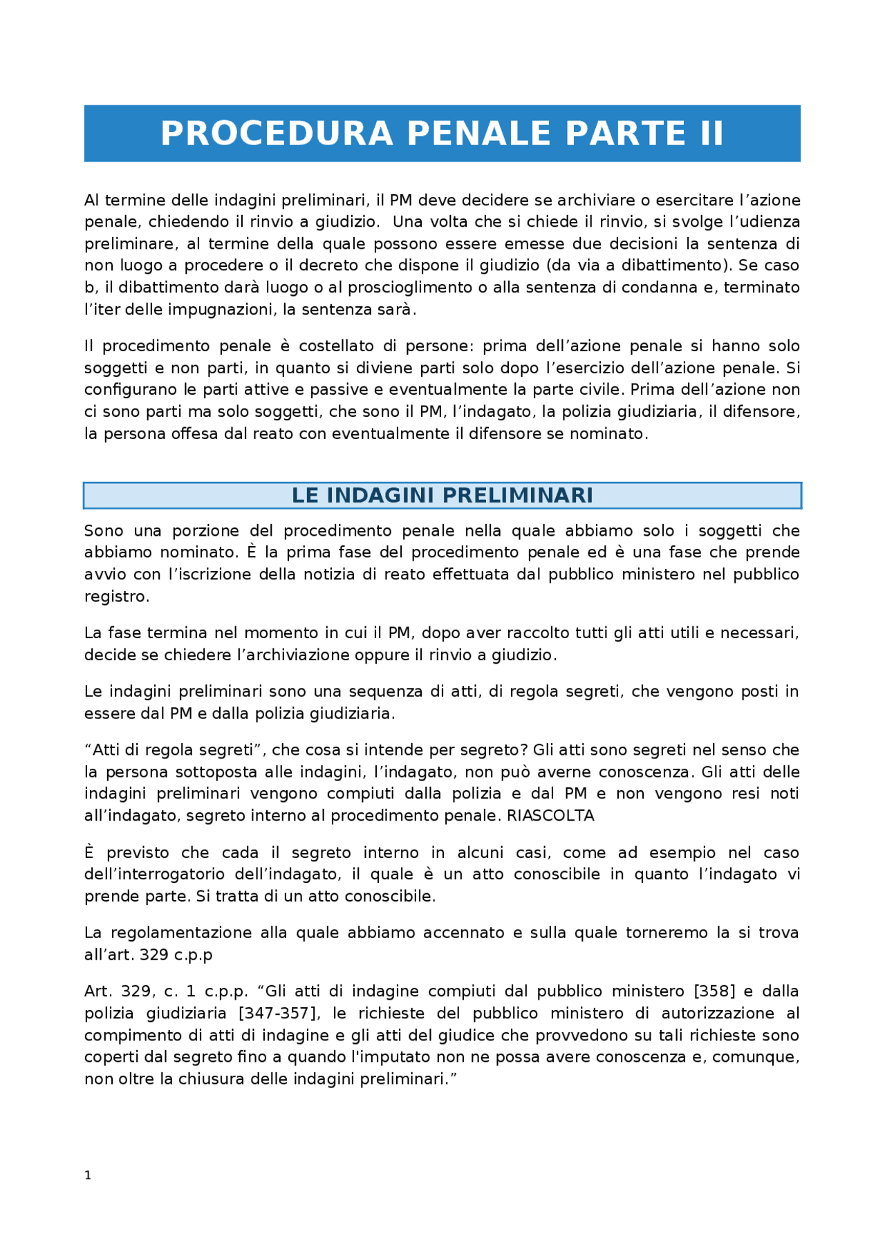 Procedura Penale Modulo B Docsity