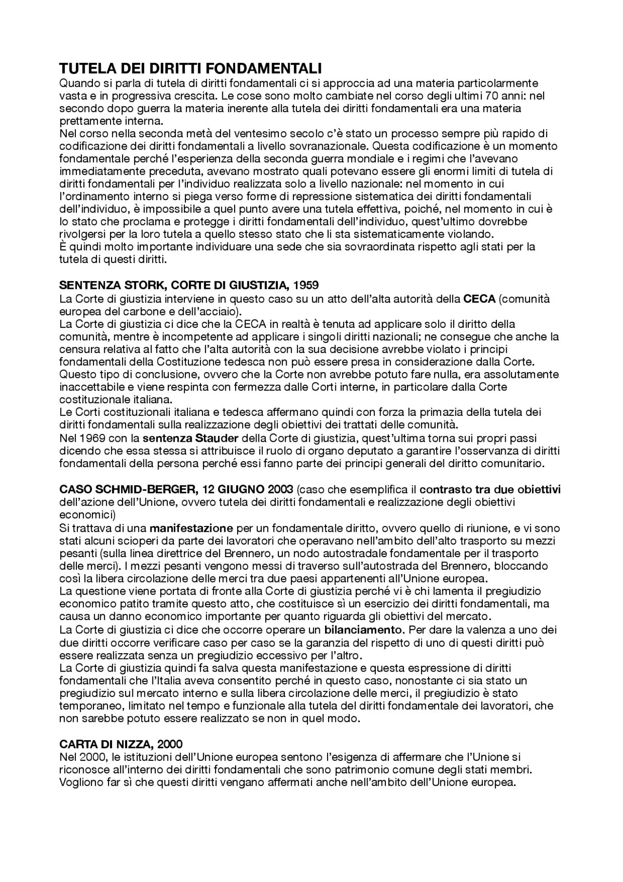 La Tutela Dei Diritti Fondamentali Docsity