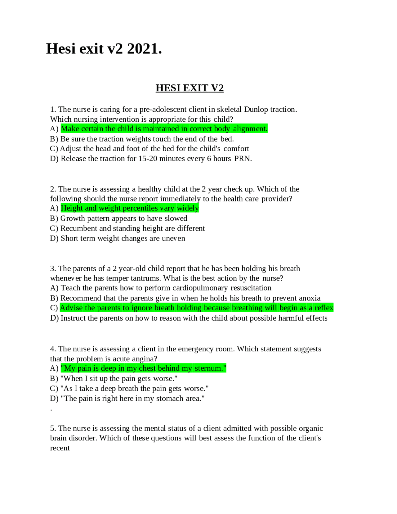 Hesi exit v2 2021./Hesi exit v2 2021./Hesi exit v2 2021. - Docsity