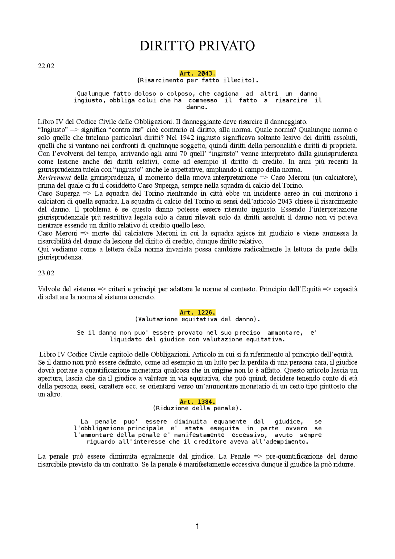 Appunti Diritto Privato Docsity