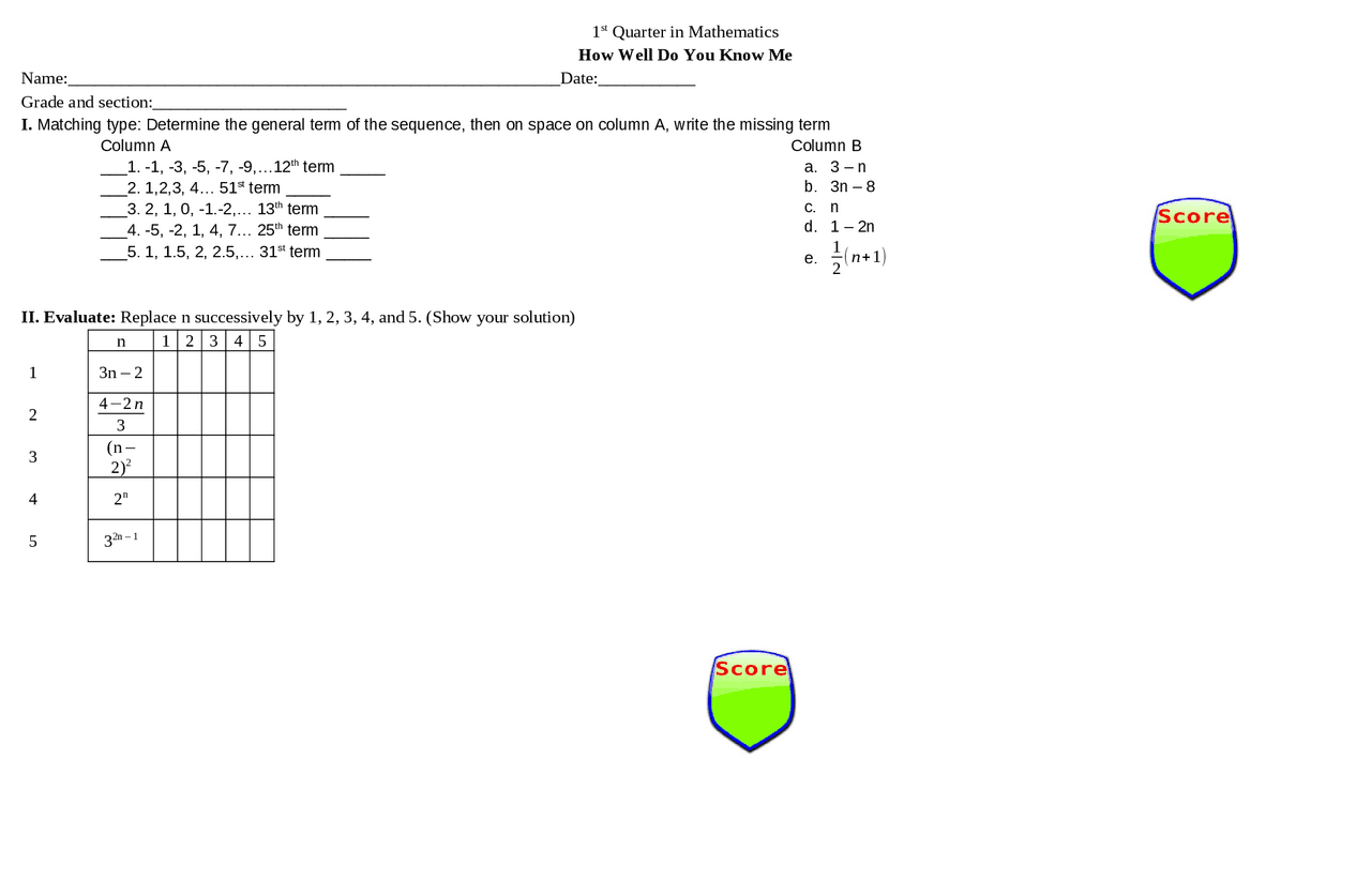 Sequence And Pattern Docsity