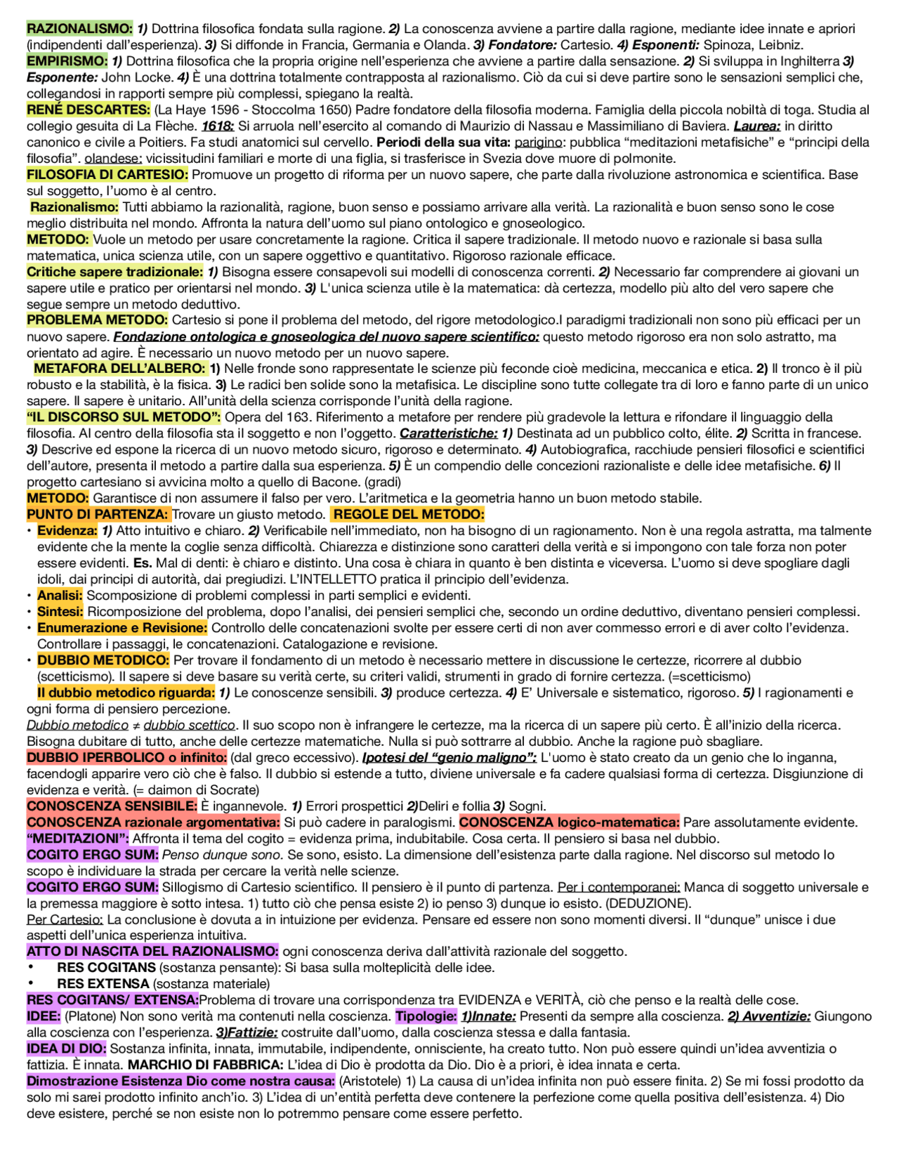 Cartesio E Pascal Filosofia Schemi E Mappe Concettuali Di Filosofia