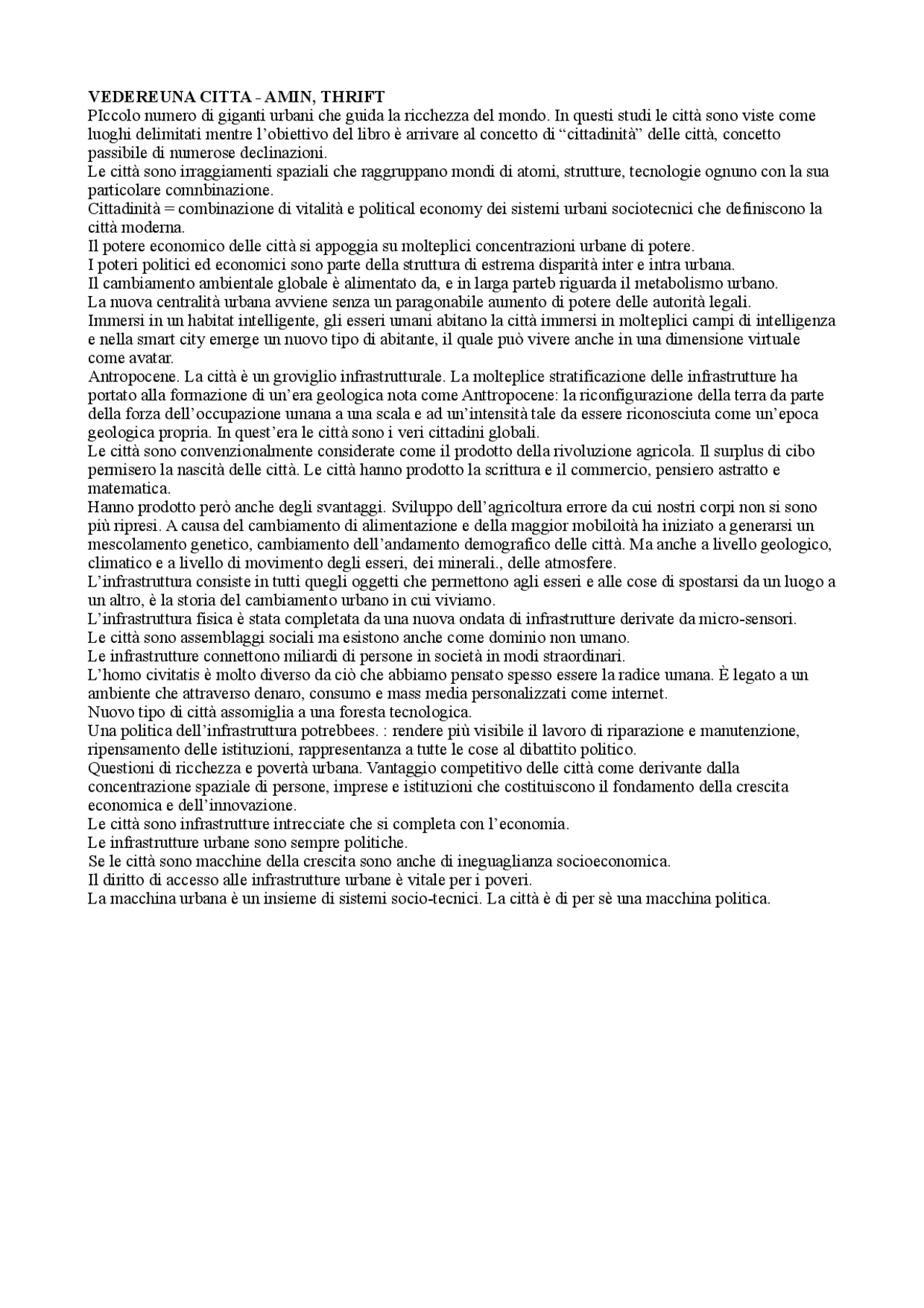 Vedere Una Città Riassunto Brevissimo Docsity