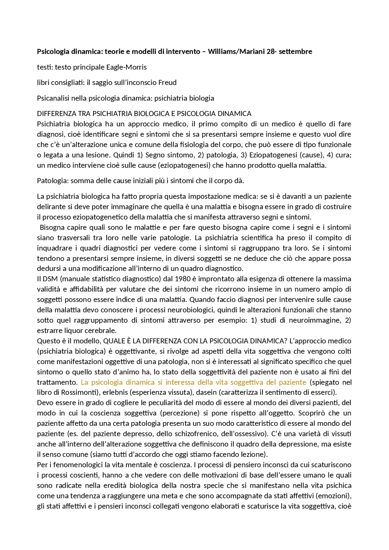 Psicologia Dinamica Appunti Docsity