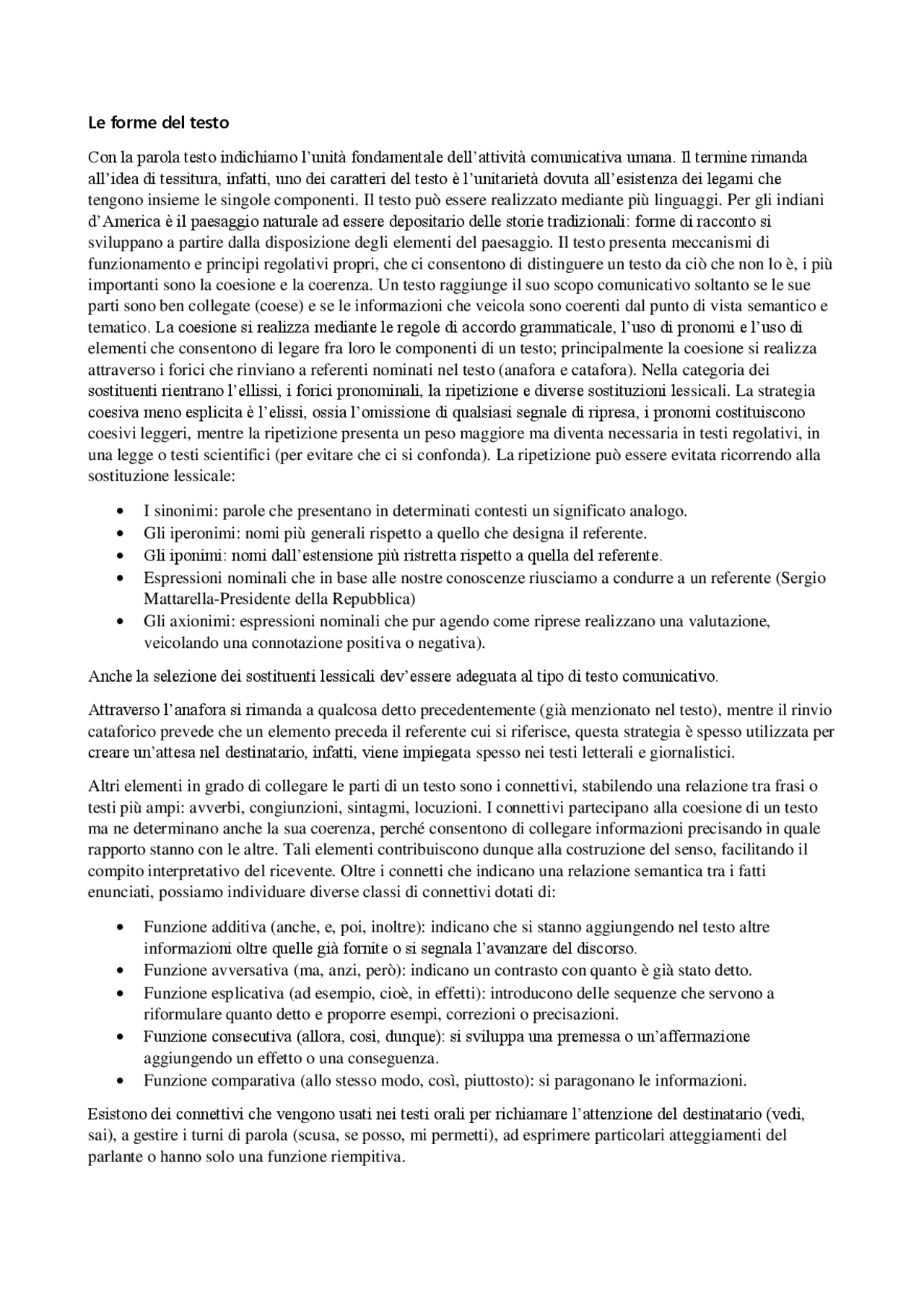 Riassunto Le Forme Del Testo Docsity
