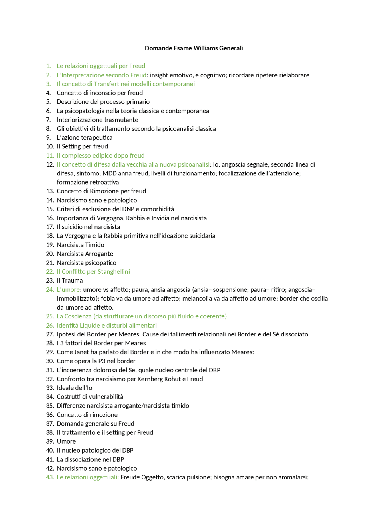 Psicologia Dinamica Domande Docsity