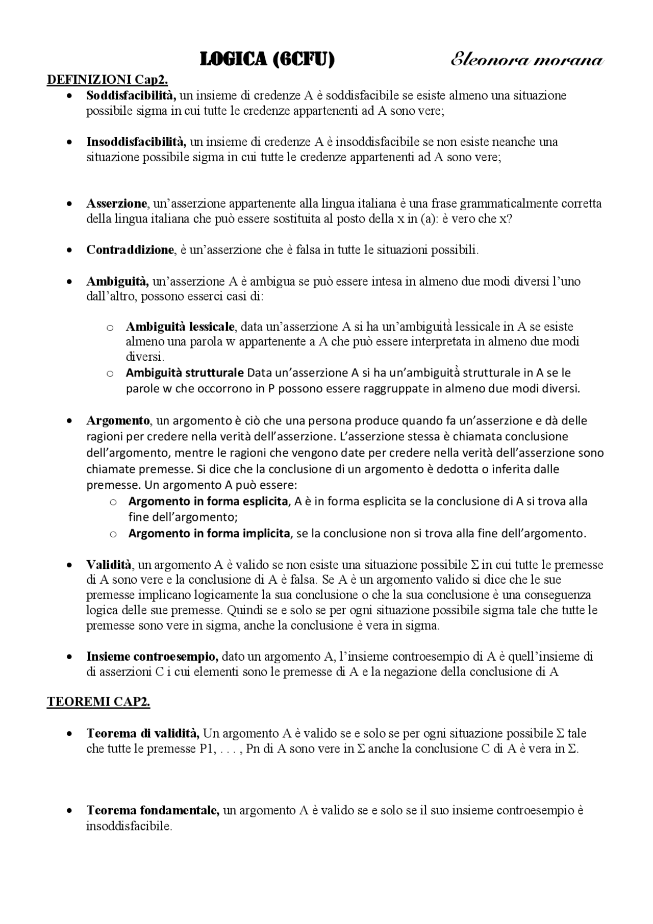 Schema riassuntivo logica | Schemi e mappe concettuali di Logica | Docsity