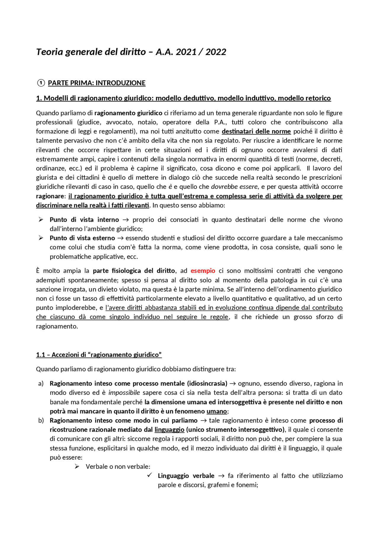 Teoria Generale Del Diritto Appunti Docsity