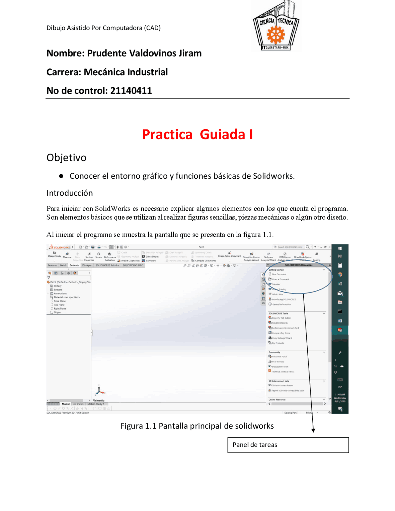 Practica guiada en solid works | Ejercicios de Ingeniería de Dibujo y ...