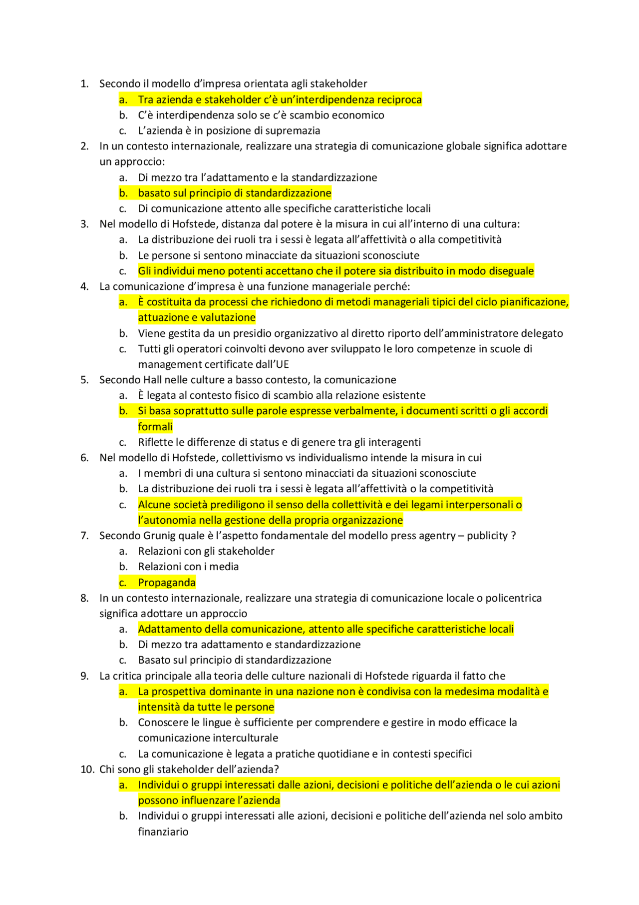 Esempi Domande Dellesame Di Comunicazione Dimpresa Docsity