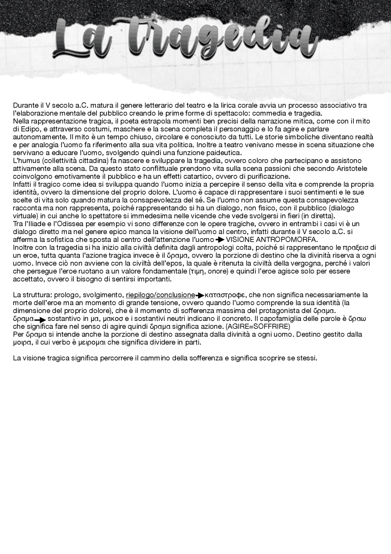 La tragedia greca: Eschilo e Sofocle - Docsity