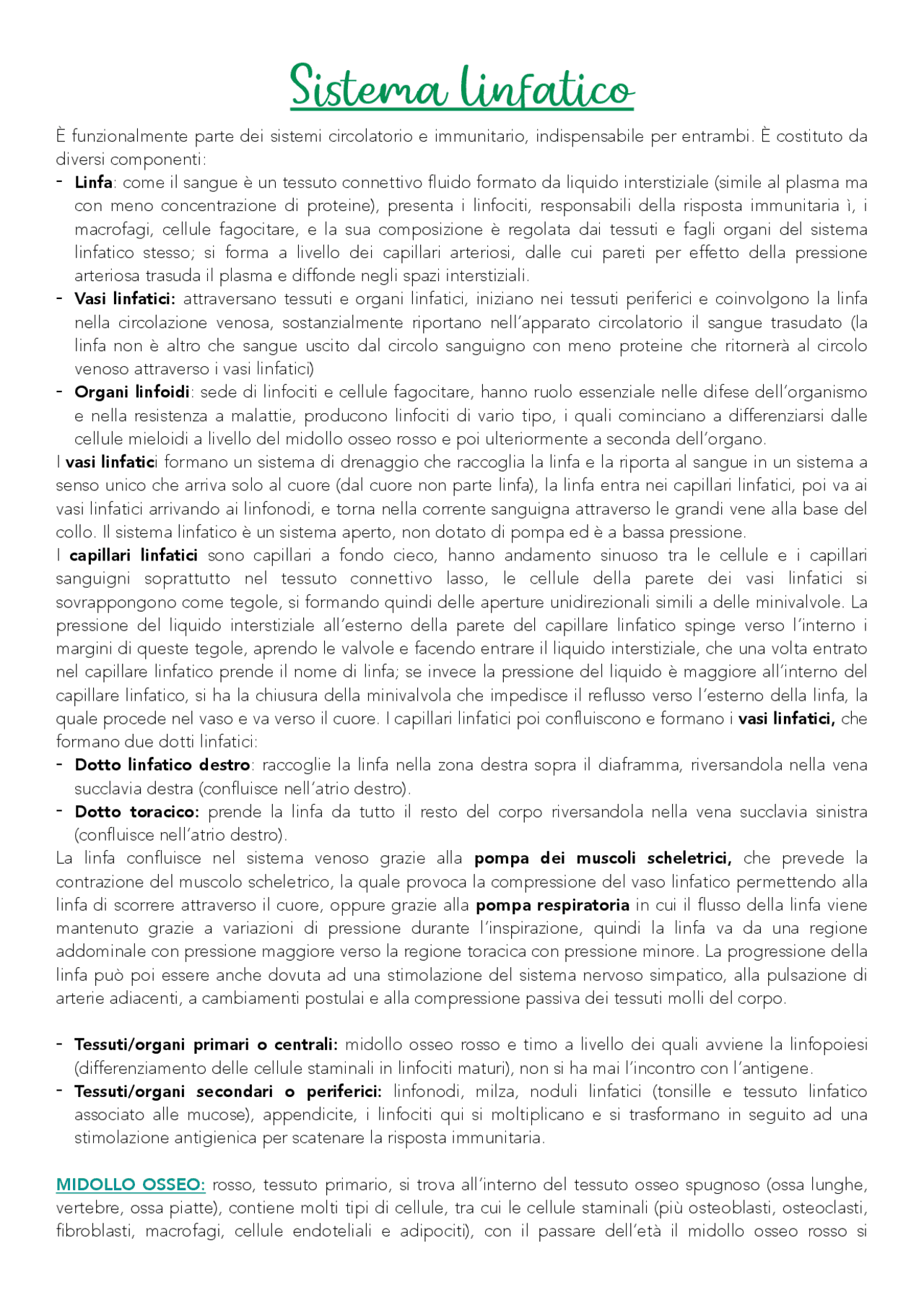 Sistema Linfatico E Immunitario Docsity