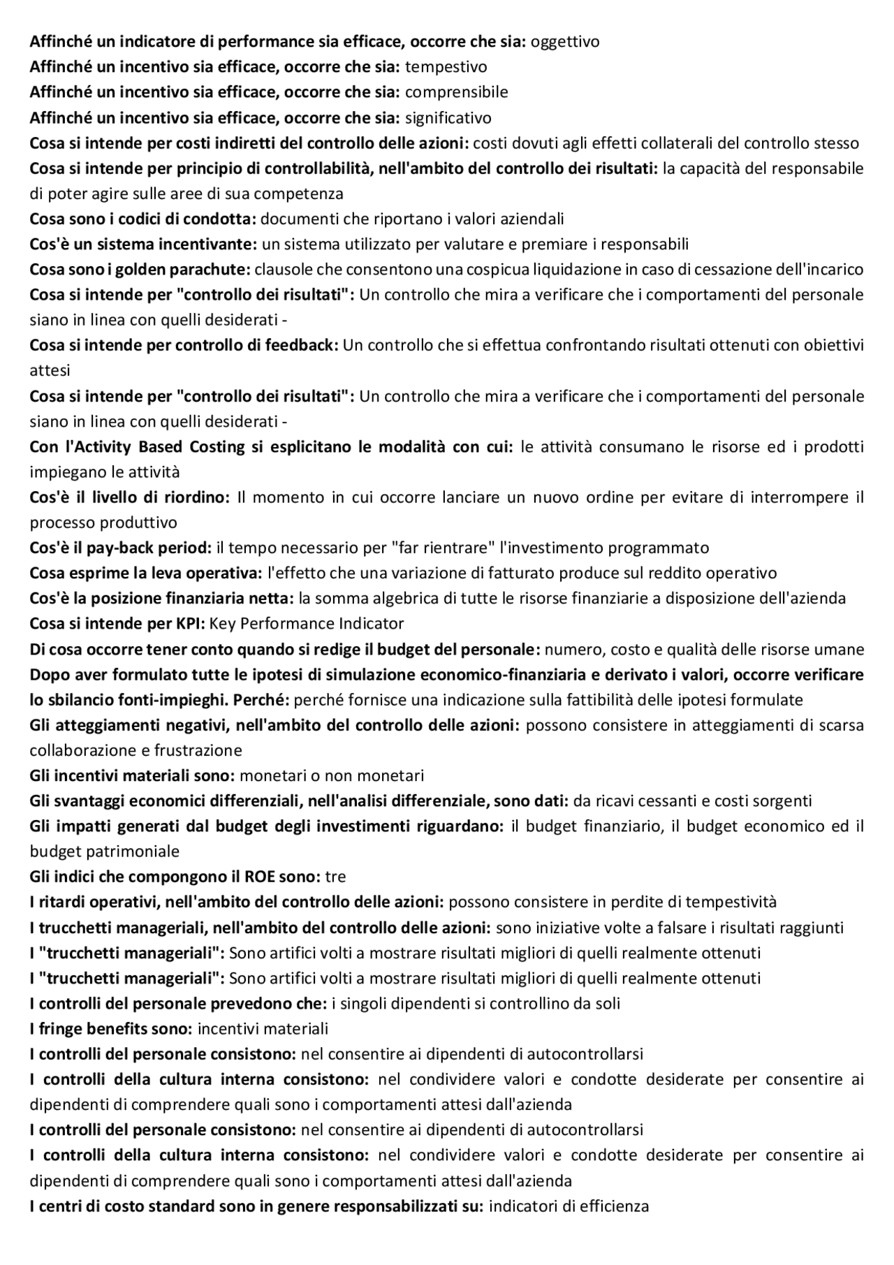 Programmazione E Controllo Domande Multiple Panieri Di Programmazione