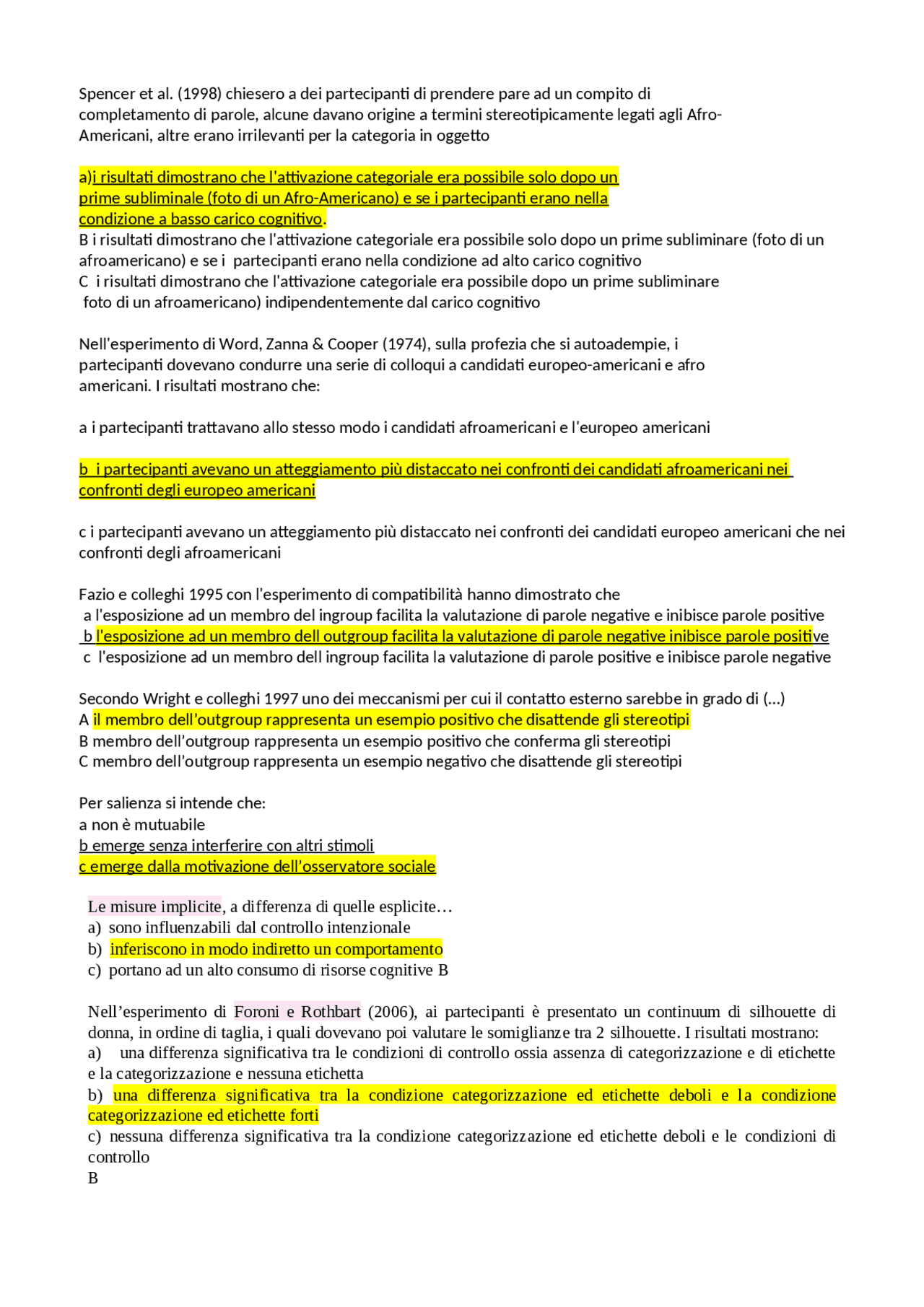 Domande Esame Cognizione Sociale Docsity