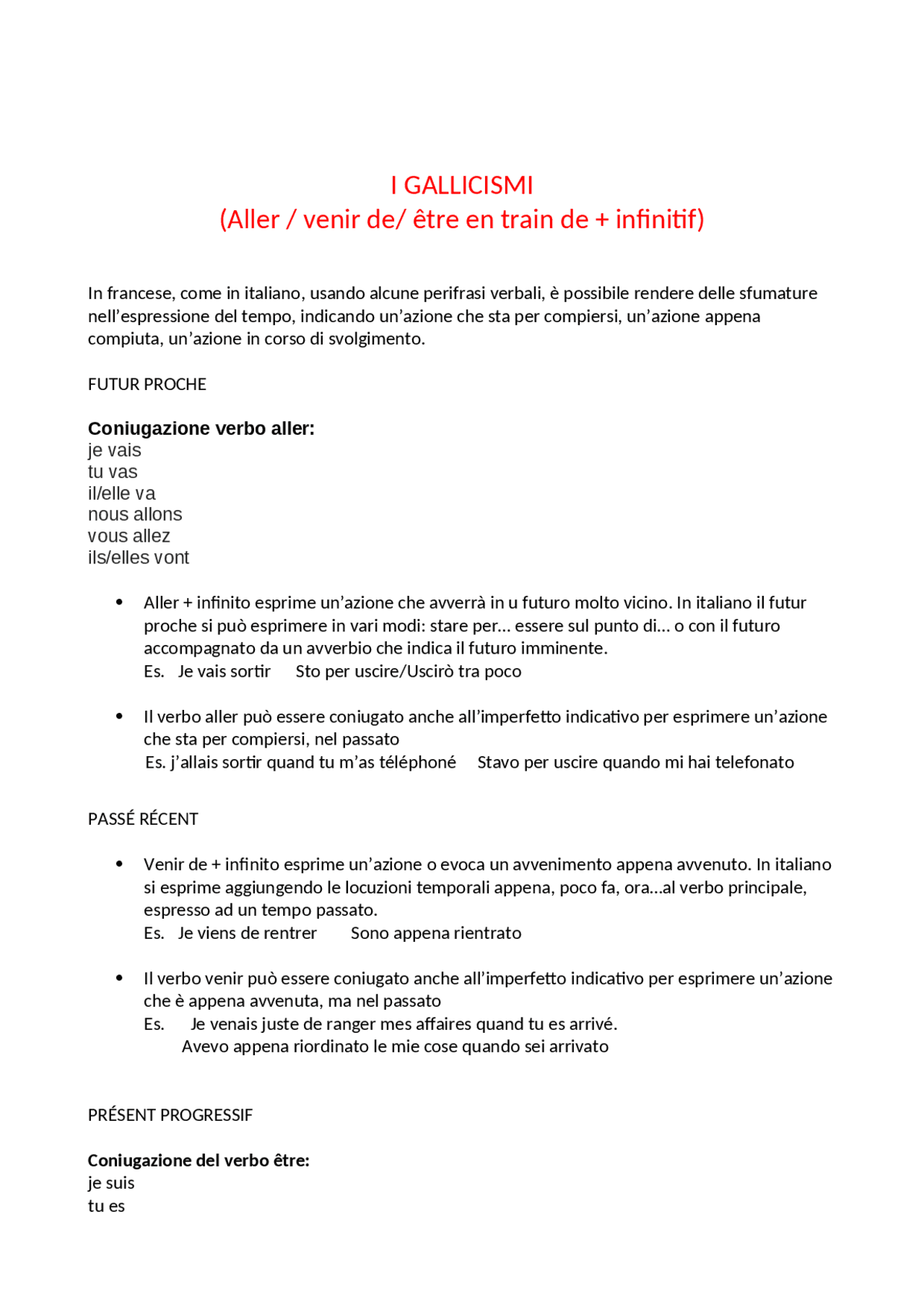 I gallicismi in francese - Docsity