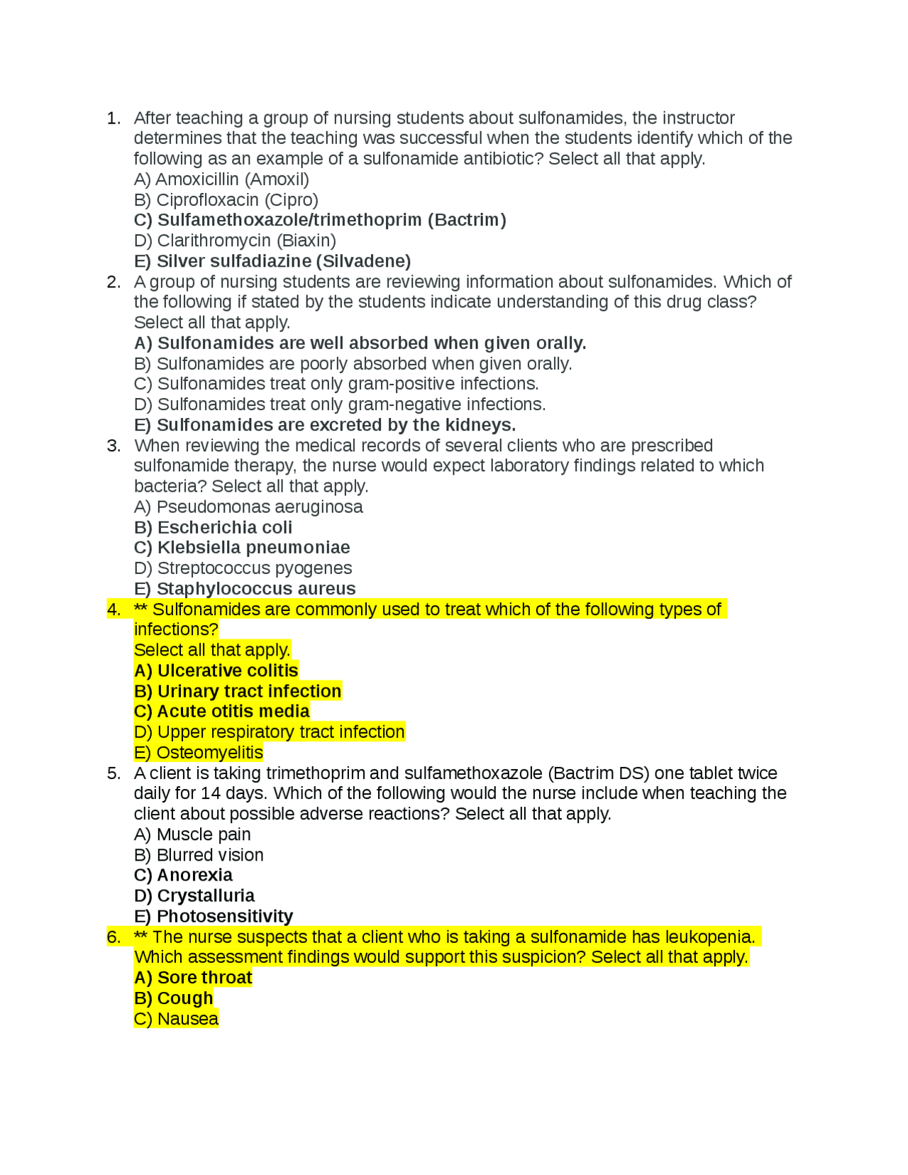Pharmacy 6-12 QUESTION AND ANSWERS UPDATED 2022 - Docsity