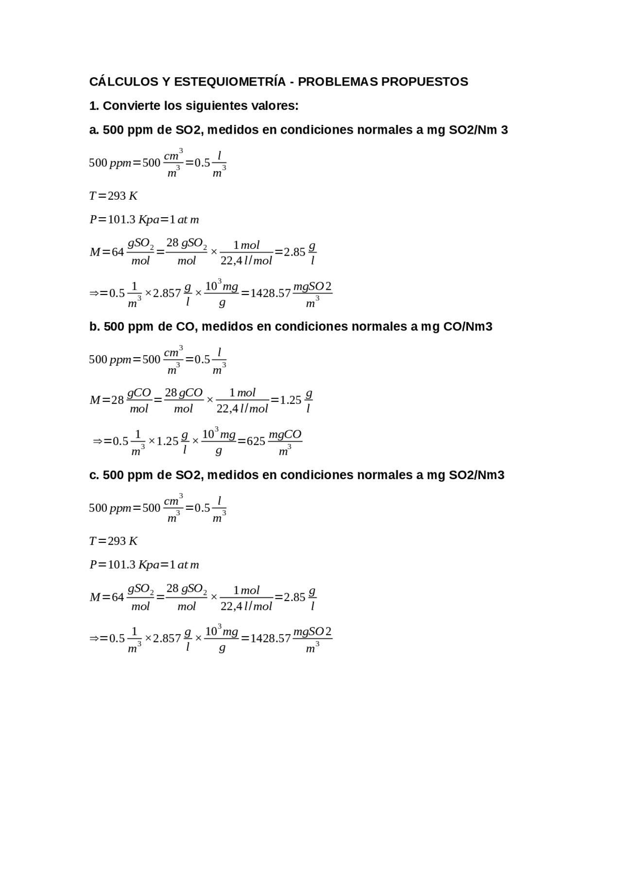Ejercicios De Química Docsity