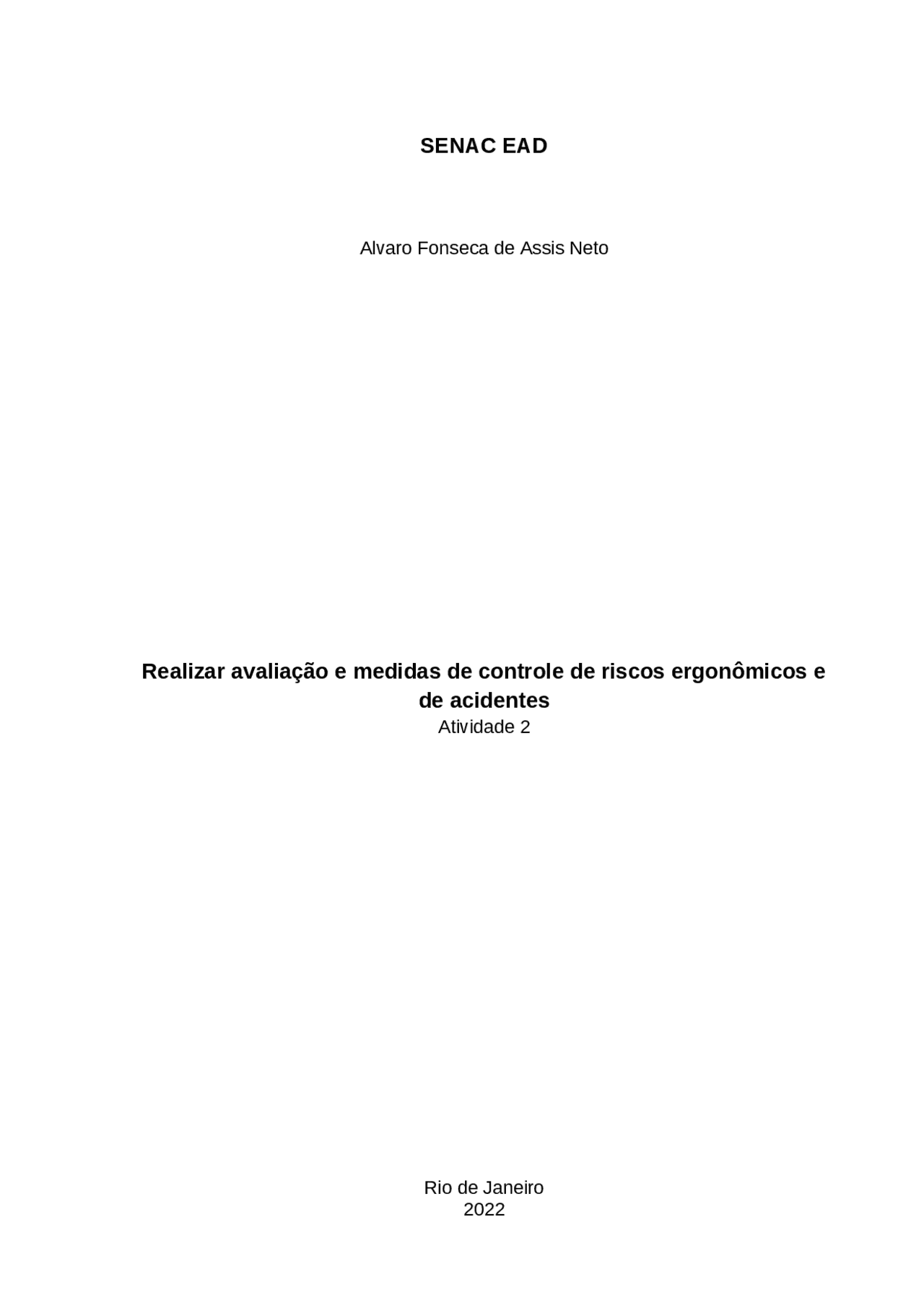 Atividade Tecnico De Segurança Do Trabalho Sesc Docsity