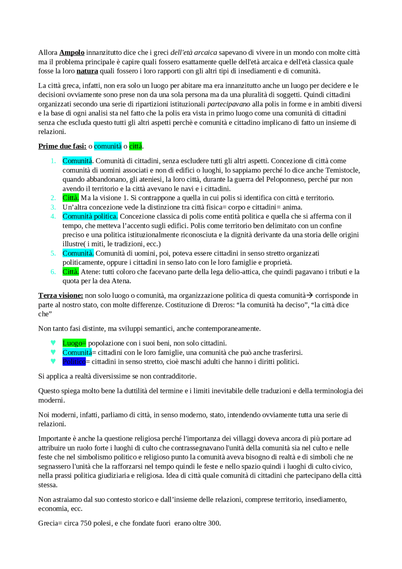 Riassunto articolo "Il sistema delle polis" di Ampolo - Docsity