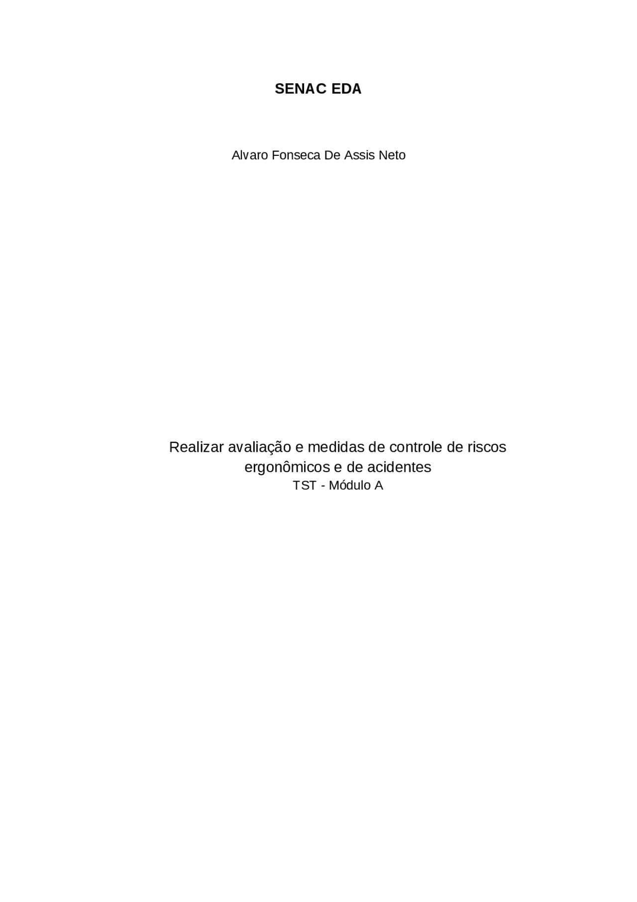 Atividade Tecnico De Segurança Do Trabalho Sesc Docsity