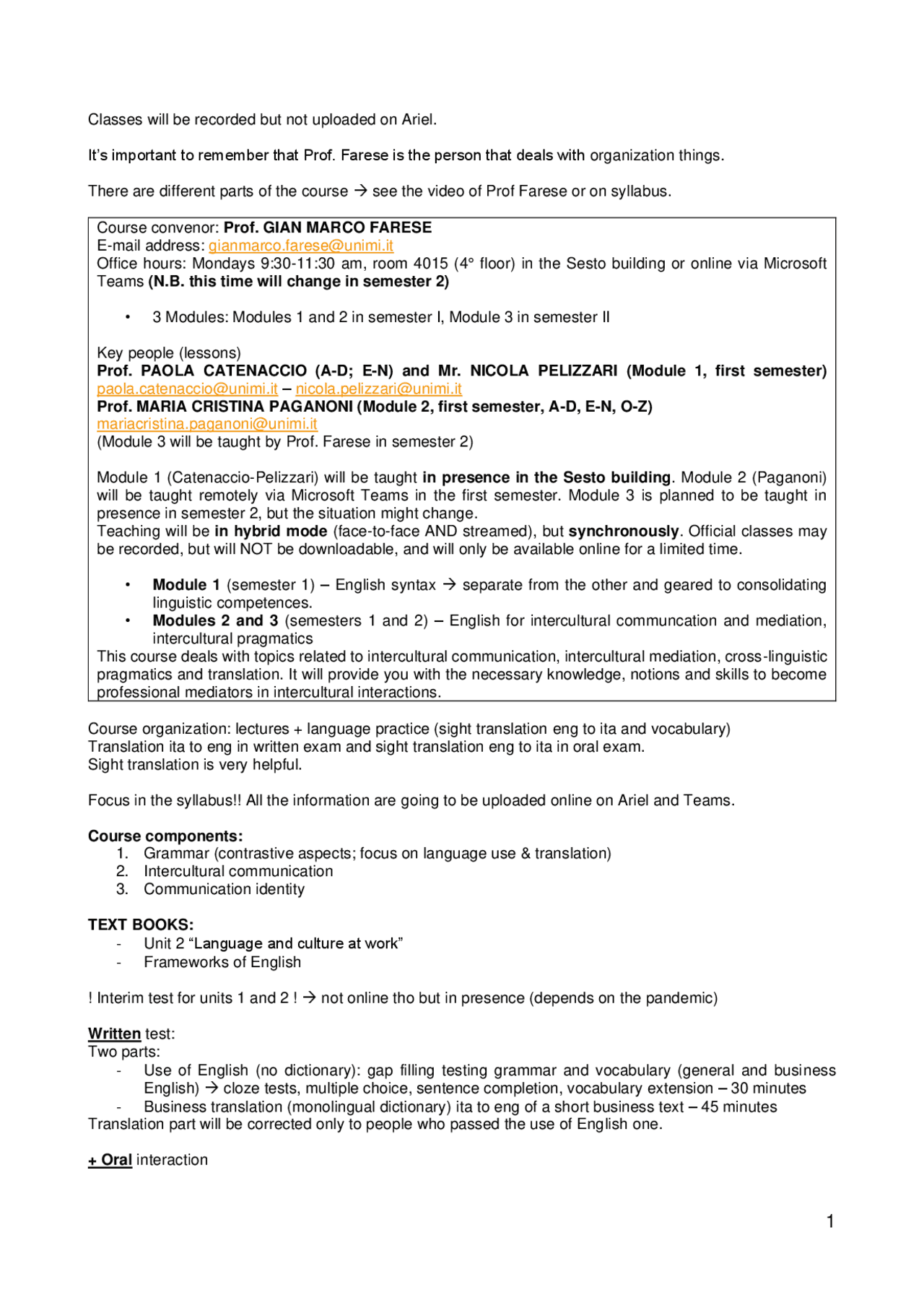 Appunti Inglese 2 Modulo Di Sintassi Docsity