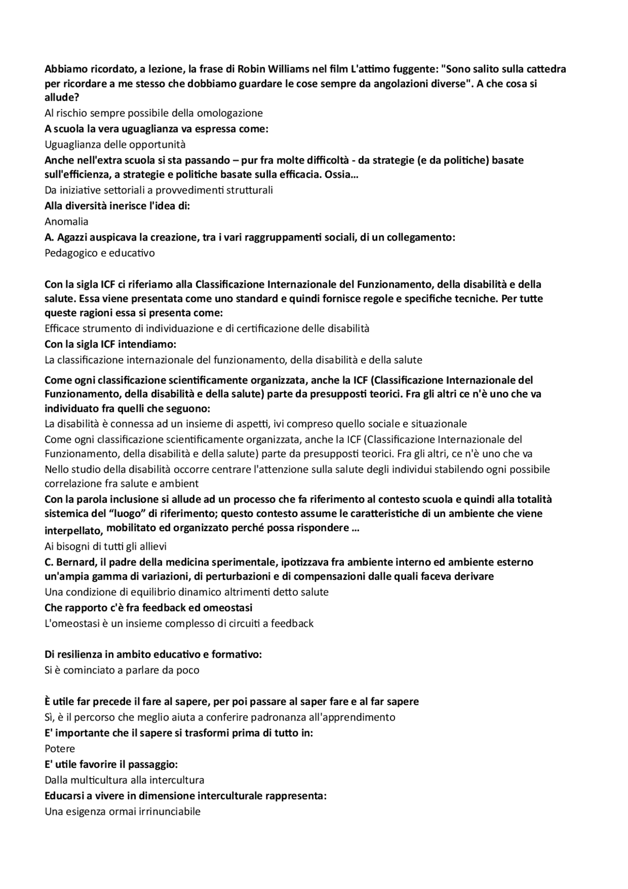 Prove Desame E Test Didattica Dellinclusione 24cfu Docsity