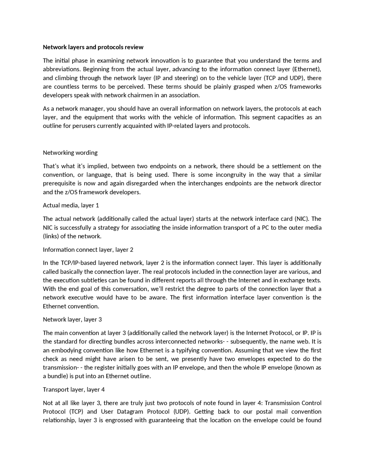 Network Layers And Protocols Review Docsity