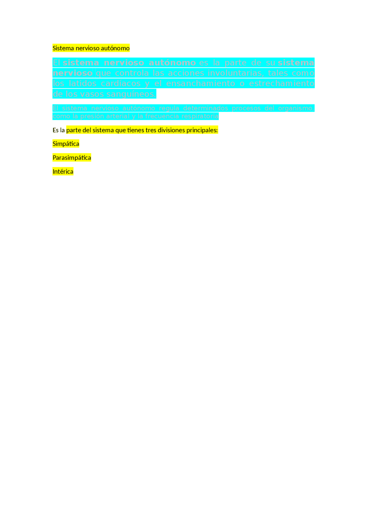 Sistema Nervioso Autonoma Docsity
