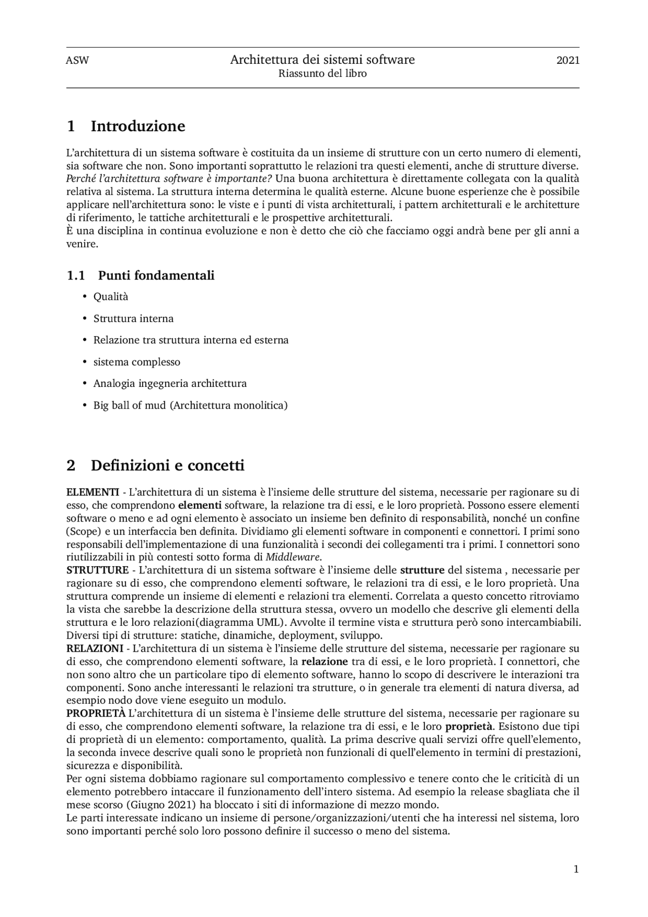 Architettura Dei Sistemi Software Riassunto Docsity