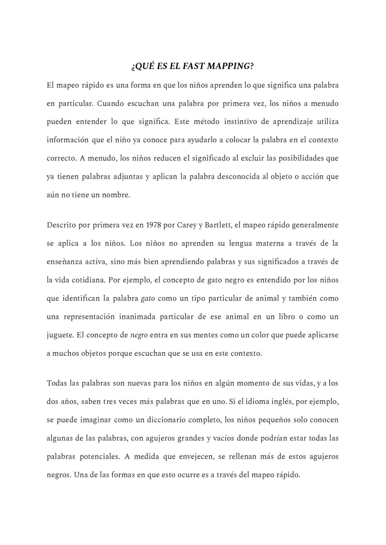 FAST MAPPING EXAMEN DESARROLLO - Docsity