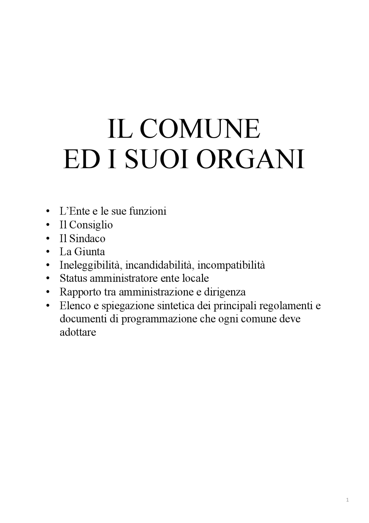 Il funzionamento del comune e dei suoi organi - Per Preparazione ...