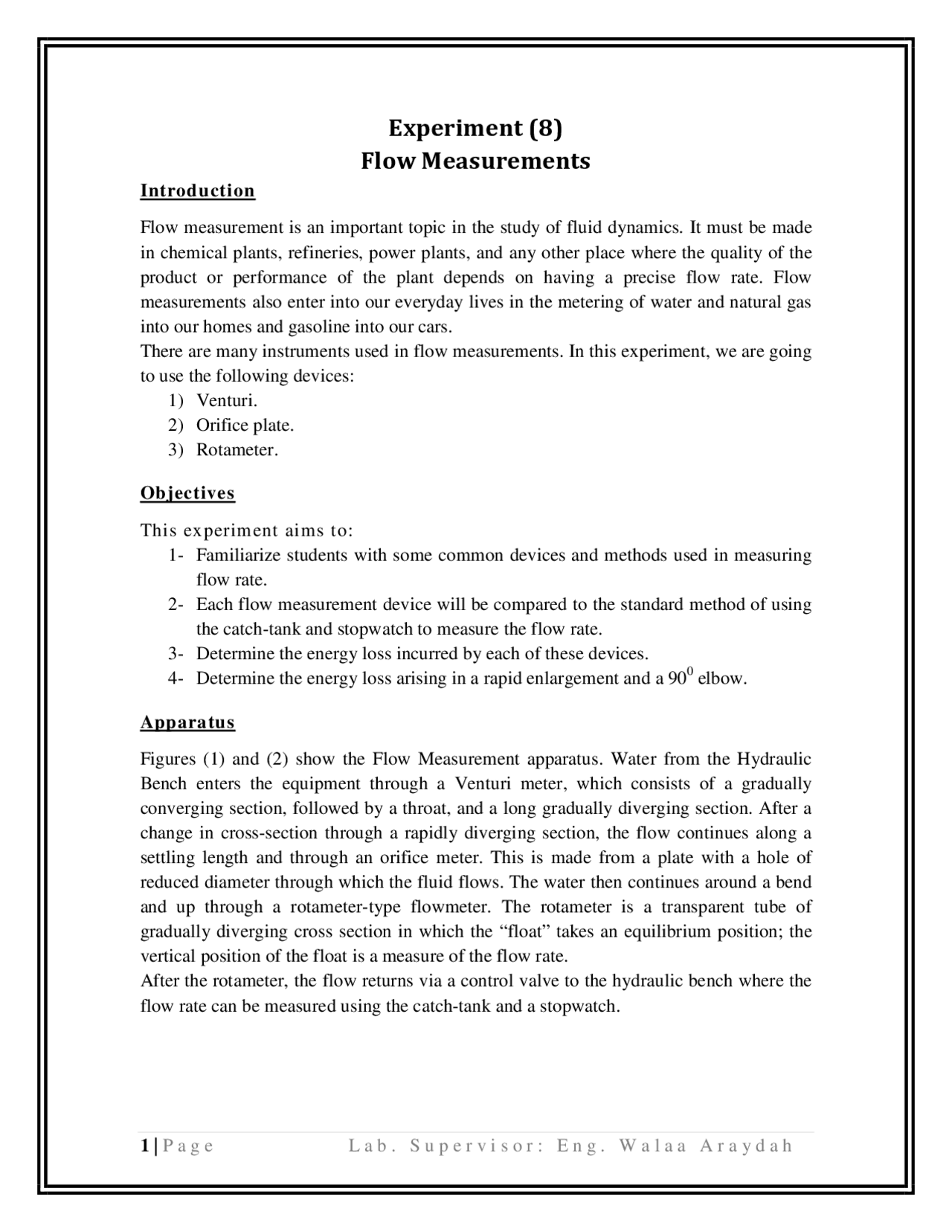 Method Of Flow Measurement Docsity