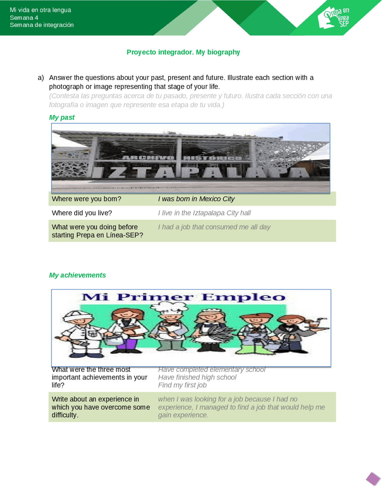 Modulo 7 Semana 4 Proyecto Integrador Exercícios De Inglês Docsity