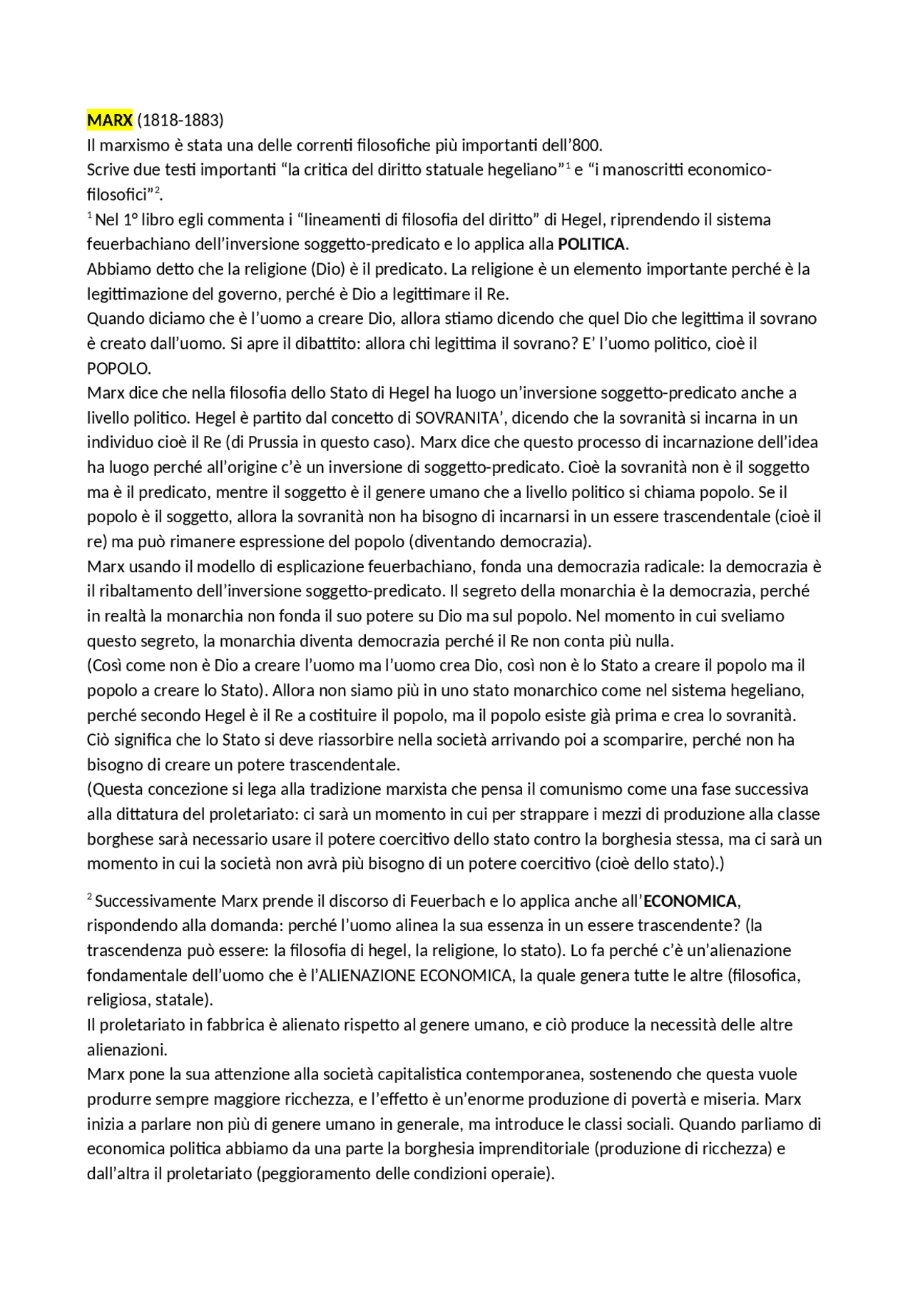 Appunti Marx Di Vittorio Morfino Appunti Di Filosofia Docsity