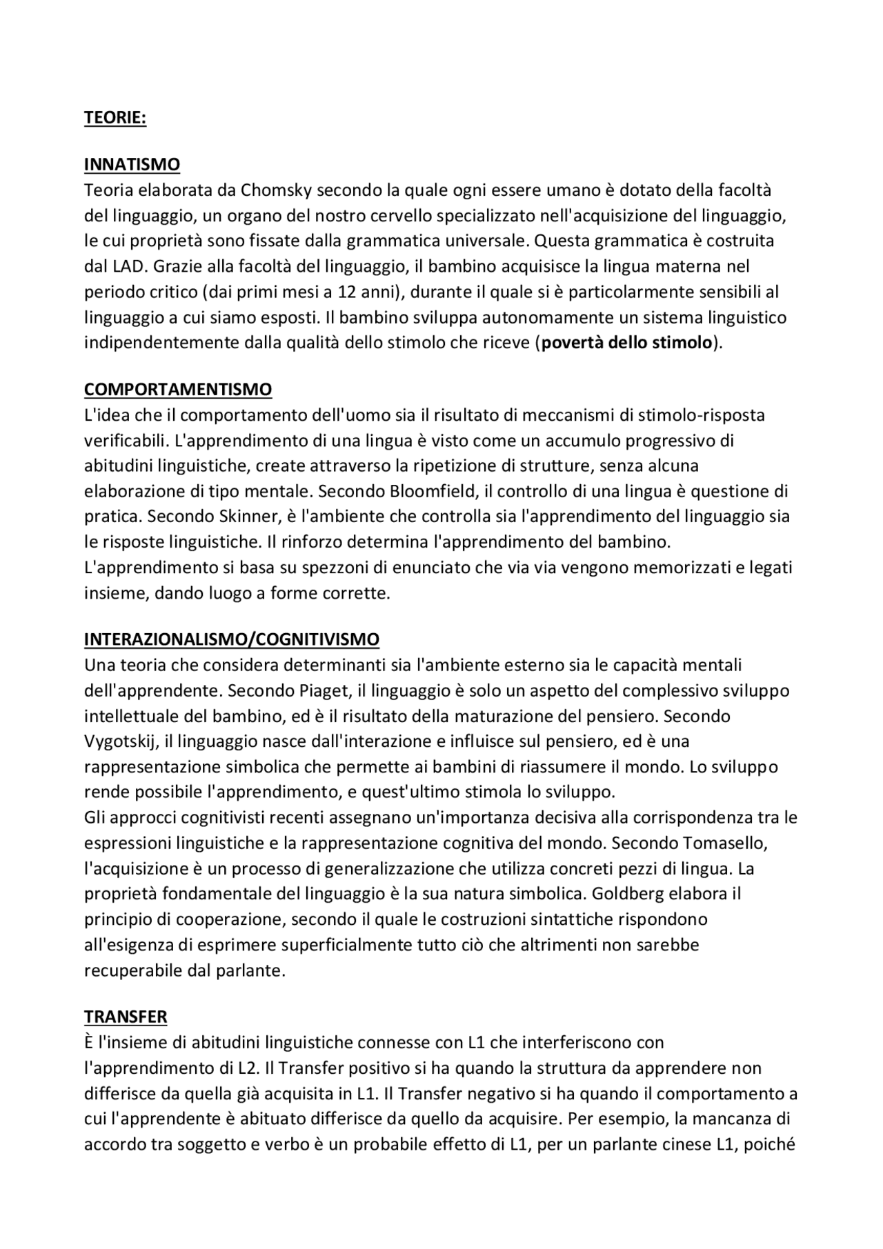 Riassunto Del Manuale Linguistica Per Insegnare Docsity