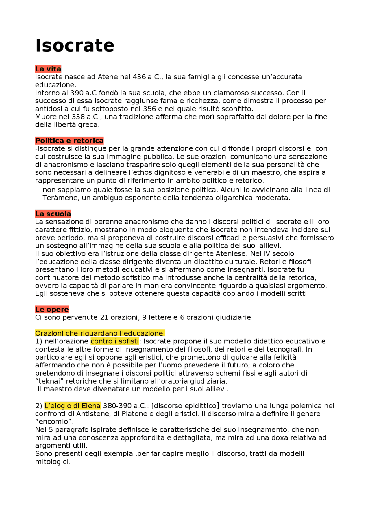 Isocrate Liceo Classico Docsity